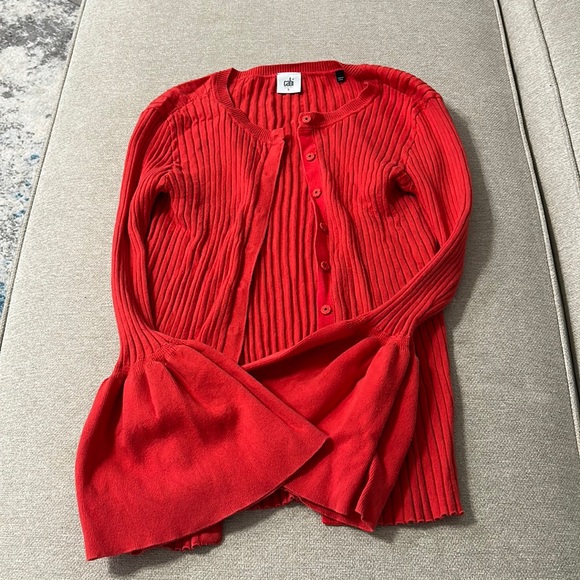 CAbi | Sweaters | Small Red Cabi Cardigan With Flowy Sleeves | Poshmark